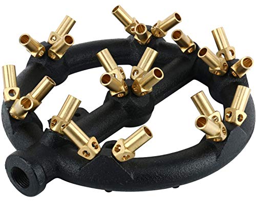 Homend Propane Gas Jet Burner For Chinese Wok Range, Grilling, Stir Fry - Cast Iron Body Round Nozzle Jet Burner with 23 Brass Tips - Up 100,000 BTU (Propane Gas, 23 Tips, 0.5mm Hole)