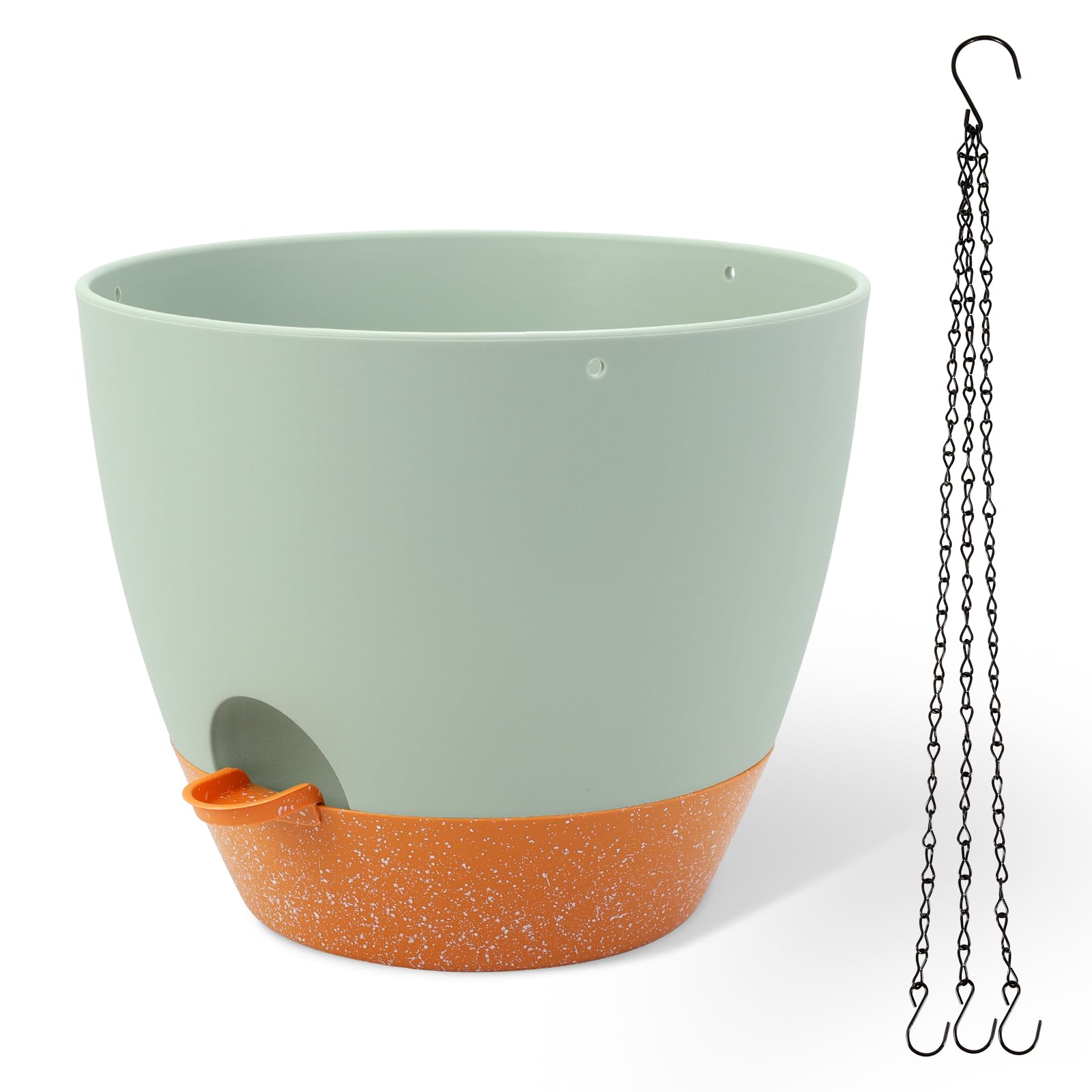 GARDIFE Large Hanging Planter, 12 inch Hanging planters for Indoor. Outdoor Plants, Self Watering Plant Pot, Plant Hanger, Green