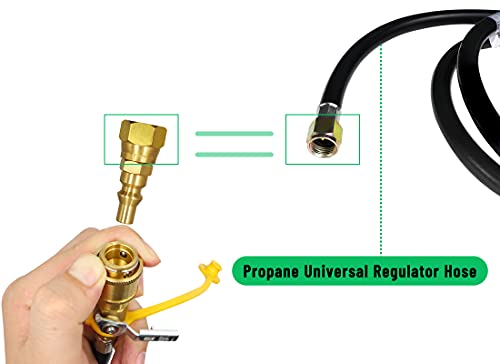 12 Ft Quick Connect Propane Hose for Rv to Grill, Upgrade Portable Fire Pit, Barbecue Grill, Camping Cook Stove to Quick Connection Interface, with 1/4" Quick Key Connect Plug X 3/8" Female Flare