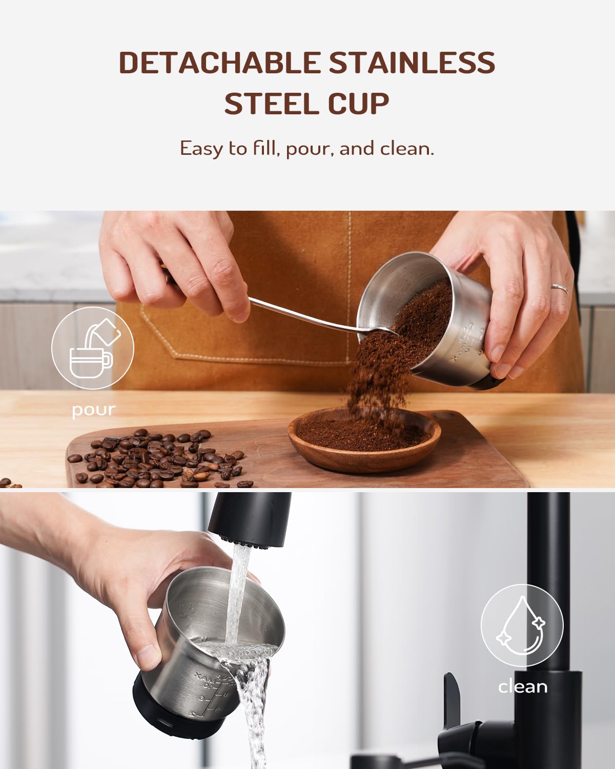 SHARDOR Adjustable 12 Cup Coffee Grinder Electric with 3 Grinding Settings, Stainless Steel Coffee Bean Grinder for Spice Nut Herb, Espresso Grinder with 1 Removable Stainless Steel Cup