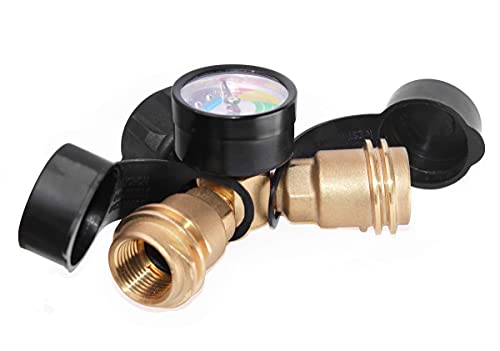DOZYANT Propane Tank Y Splitter Adapter Gauge, Propane 2 Way LP Gas Adapter Tee Connector Adapter for 5lb to 40lb Propane Tank Cylinder, Universal for Gas Grill, RV Camper, More Appliances