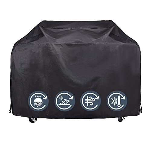KPT Grill Covers Heavy Duty Waterproof 60-68 inch, BBQ Gas Grill Covers UV and Fade Resistant, All Weather Universal Black Charcoal Grill Cover for Weber, Brinkmann, Char Broil, Nexgrill