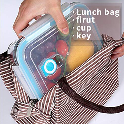 Lunch Bags,Waterproof Foldable Lunch Bag for Women,Use for Fruit,Snacks,Milk,Tissue Paper,Keys,Cards,Coffee Stripes
