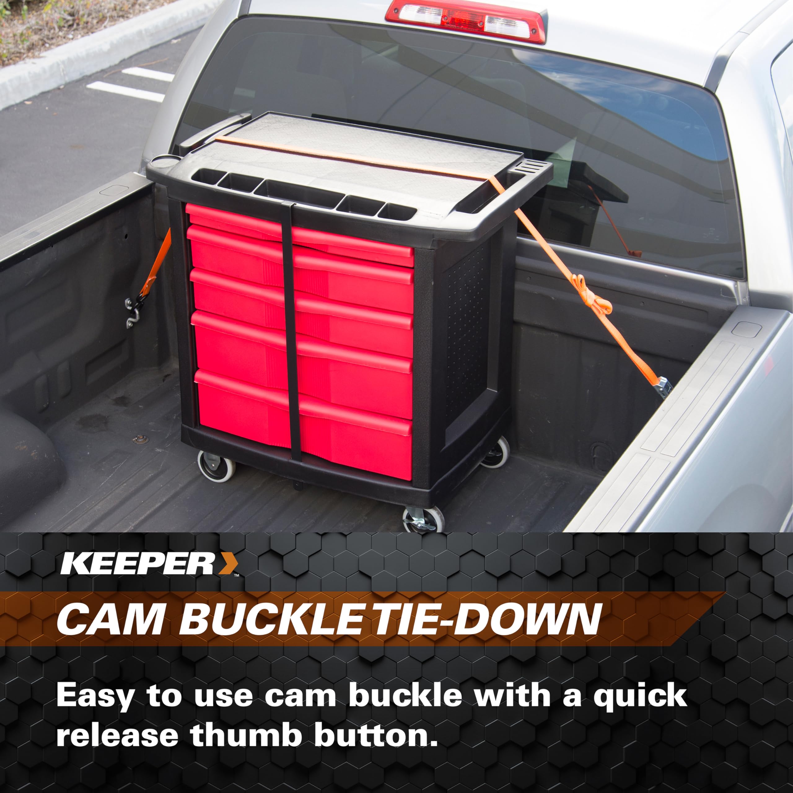 HAMPTON PROD Keeper – 1”x 10' Cam Buckle Tie-Down, 4 Pack - 300 lbs. Working Load Limit and 900 lbs. Break Strength