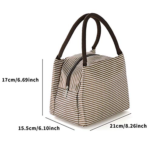 Lunch Bags,Waterproof Foldable Lunch Bag for Women,Use for Fruit,Snacks,Milk,Tissue Paper,Keys,Cards,Coffee Stripes