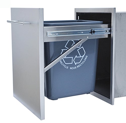 SUNSTONE DE-TRD18 Designer Series Raised Style Single Bin Trash Drawer, 18", Stainless Steel