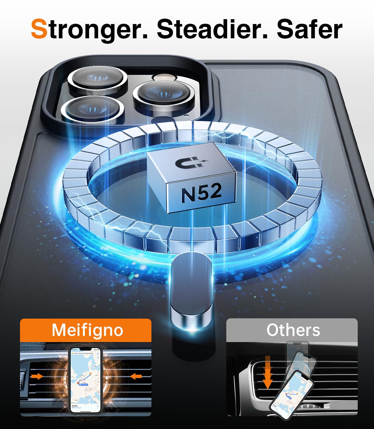 Meifigno Magic Mag Series Designed for iPhone 13 Pro Max Case, [Military Grade Protection & Compatible with MagSafe], Translucent Matte Back with Aluminum Alloy Keys, for iPhone 13 Pro Max 6.7", Black