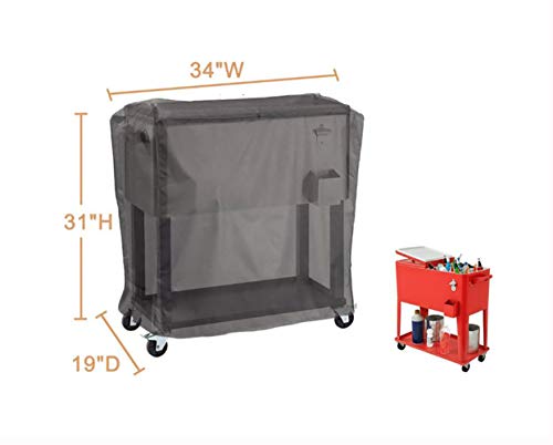 Hysbame Grey Cooler Cover Universal Waterproof Durable Rolling Cooler Patio ,Fits Most 80 Quart Rolling Cooler Cart Cover, Outdoor Beverage Cart, Patio Ice Chest Protective Covers