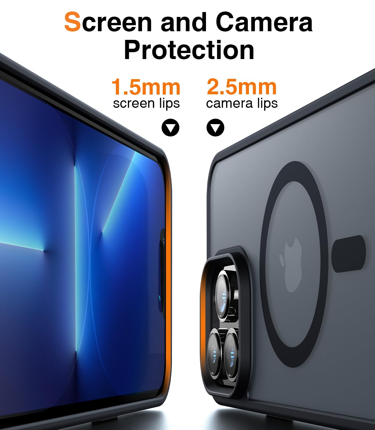 Meifigno Magic Mag Series Designed for iPhone 13 Pro Max Case, [Military Grade Protection & Compatible with MagSafe], Translucent Matte Back with Aluminum Alloy Keys, for iPhone 13 Pro Max 6.7", Black