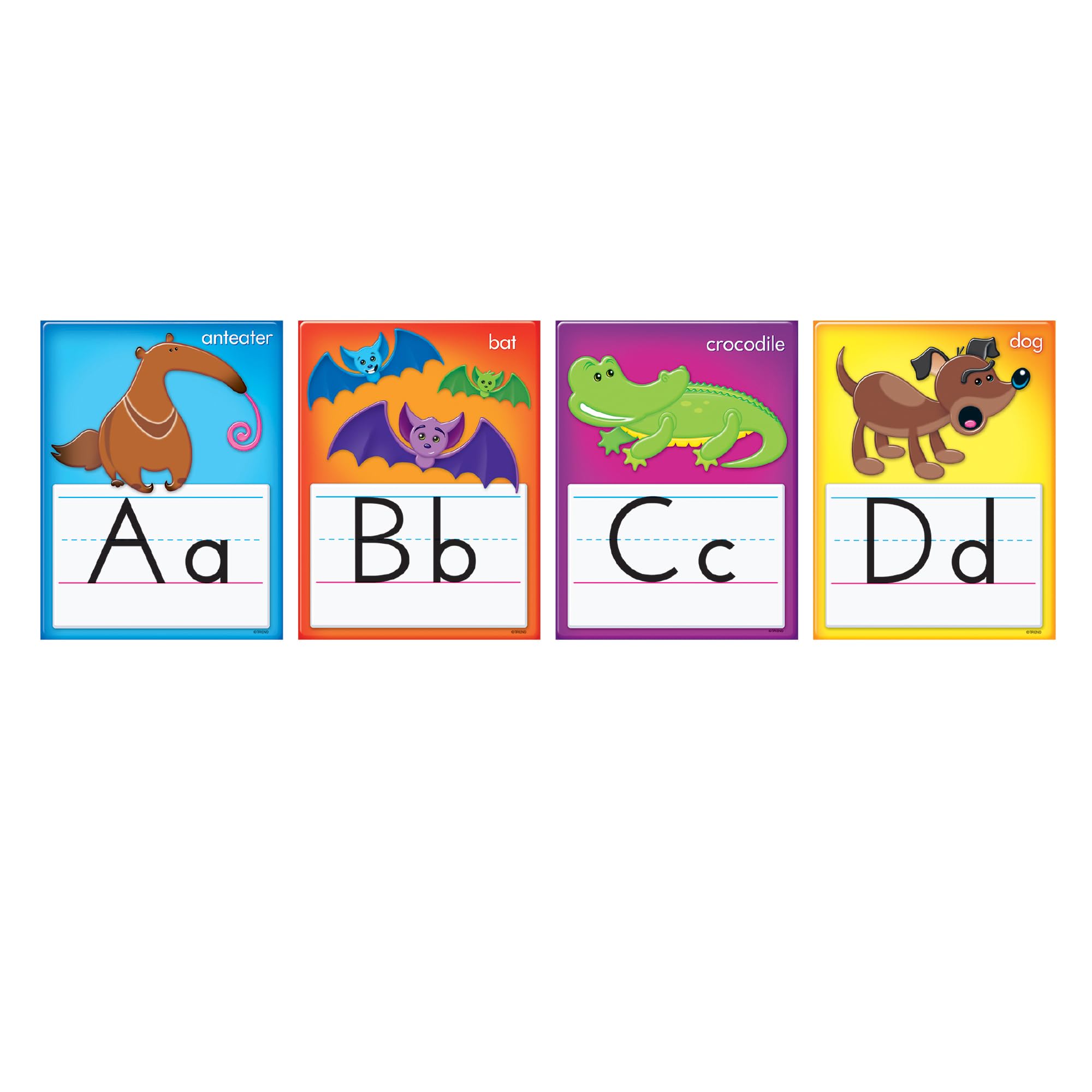 TREND enterprises, Inc. T-8265 Awesome Animals Alphabet Cards Standard Manuscript Bulletin Board Set
