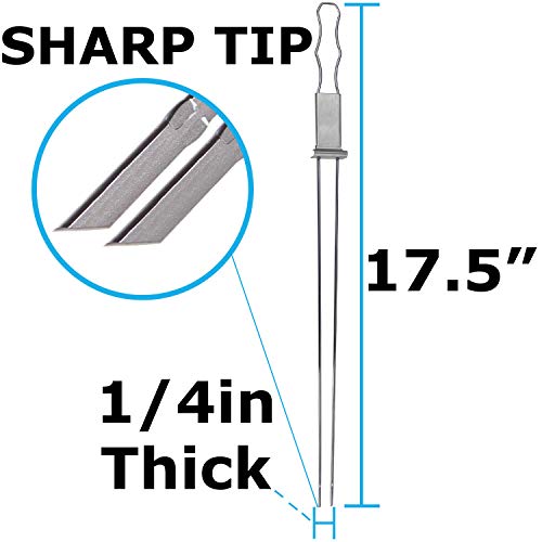 Blue Donuts 10 Pack Kabob Skewers for Grilling 17 Inch Kabob Skewers with Push Bar, Stainless Steel Skewers with Comfortable Handle Grip, BBQ Grilling Accessories