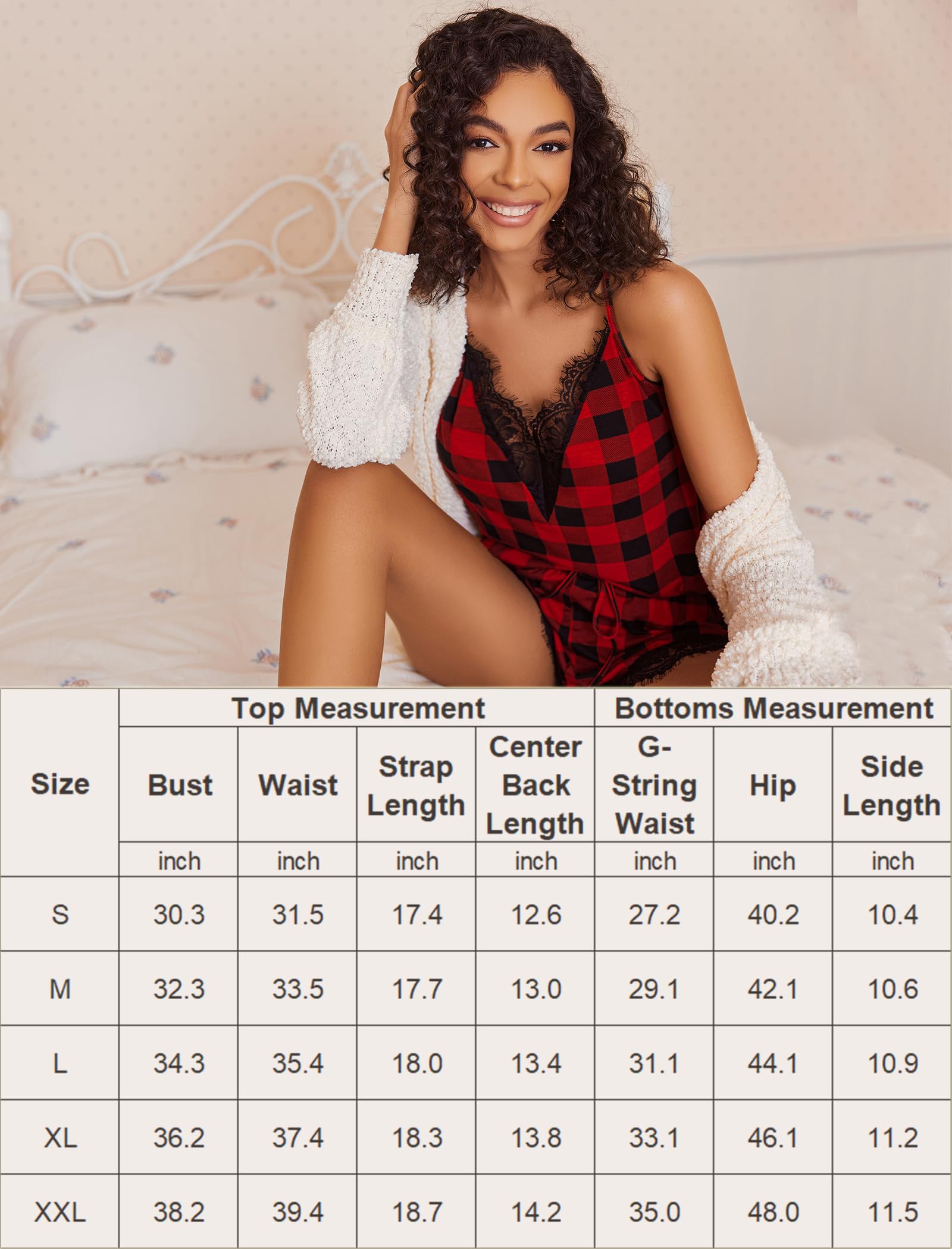 Avidlove Sexy Pajamas Cami Shorts Pj Set Two Piece Sleepwear Womens Christmas Pajamas (Red Plaid,M)