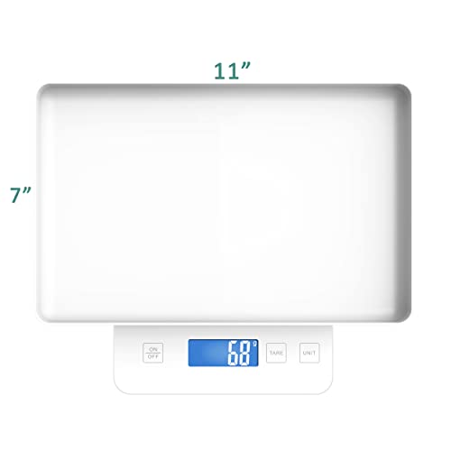 Multifunctional Newborn Pet Scale with a Tray to Weigh Cats and Puppy, 33lbs with Accuracy ±0.03oz, Suitable for Pets and Kitchen Use, Tray Size 11.5"x 9"in (White)