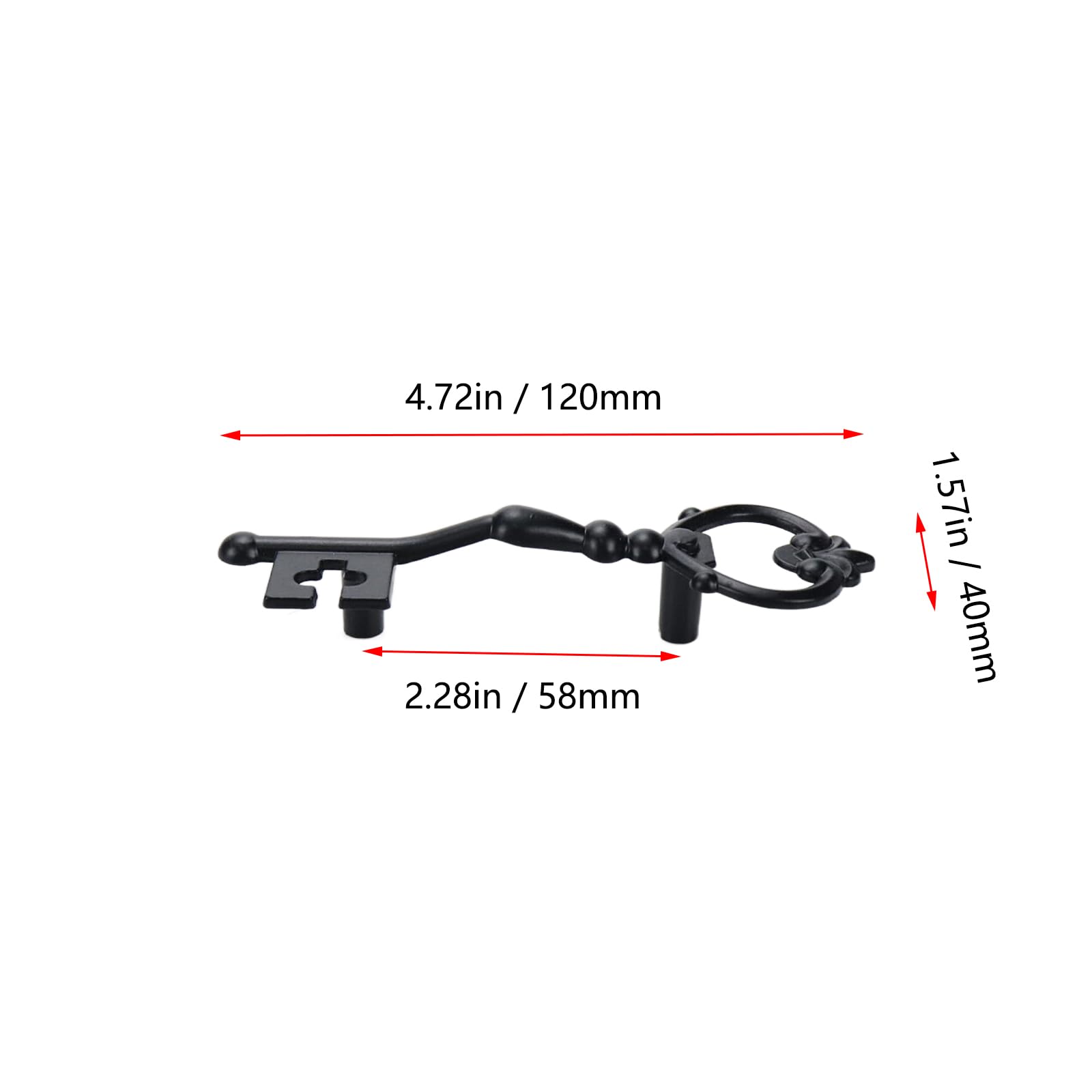 Pastlla 5Pcs Metal Antique Key Shaped Pull Handle Vintage Pull Handles for Cabinet Drawer Dresser Door Handle Cupboard Wardrobe Furniture with Screws, Black