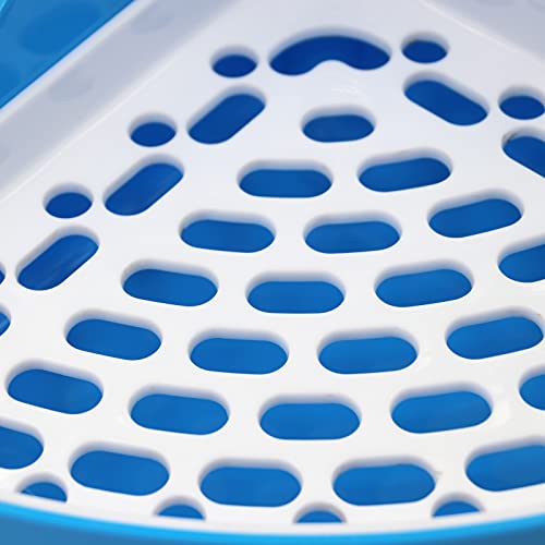 Rabbit Litter Box Pet Corner Litter Box Pet Potty Trainer Toilet for Small Animal Hamster Chinchilla Guinea Pig Cat Bunny Ferret (Blue)