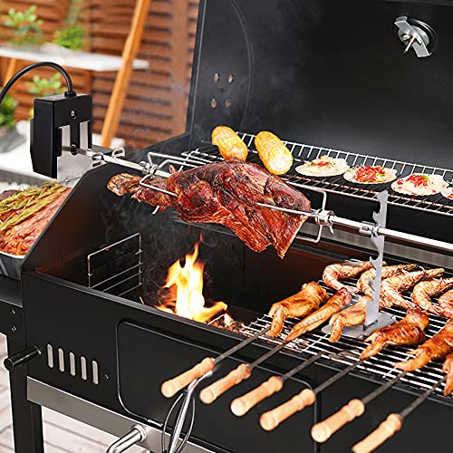 Dreyoo Rotisserie Grill Kit, UL Certificated Universal Grill Rotisseries with 120V 4W Motor, 28β Spit Rod, 2 x 4 Forks, Complete Holders and Fixing Screw for Universal Grills