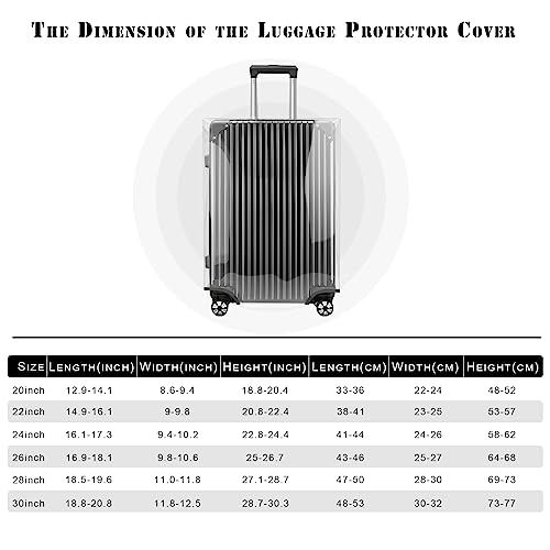 CYCFORCE Luggage Cover Set Clear PVC Luggage Cover & 2-in-one Luggage Strap Thickened Suitcase Cover 28 Inch Luggage Protector for Wheeled Suitcase (28-Inch)