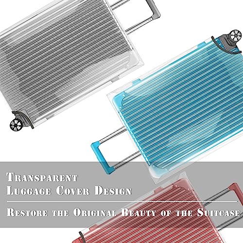 CYCFORCE Luggage Cover Set Clear PVC Luggage Cover & 2-in-one Luggage Strap Thickened Suitcase Cover 28 Inch Luggage Protector for Wheeled Suitcase (28-Inch)