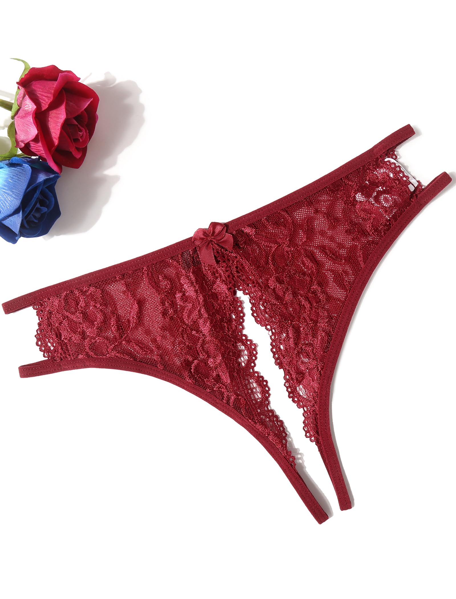 Avidlove Womens Sexy Thongs Lace Panties Underwear Low Rise T-Back Underpants Pack of 3 Medium