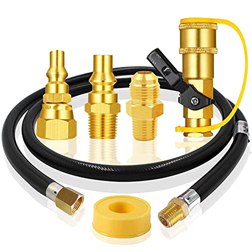 MCAMPAS Universal 1/4ā Propane Quick Connect Adapter Hose Assembly Kit for Gas Grills, Turkey Fryers, Fire Pit, Mr Heater.RV Equipment Etc to Conver Hose Extension