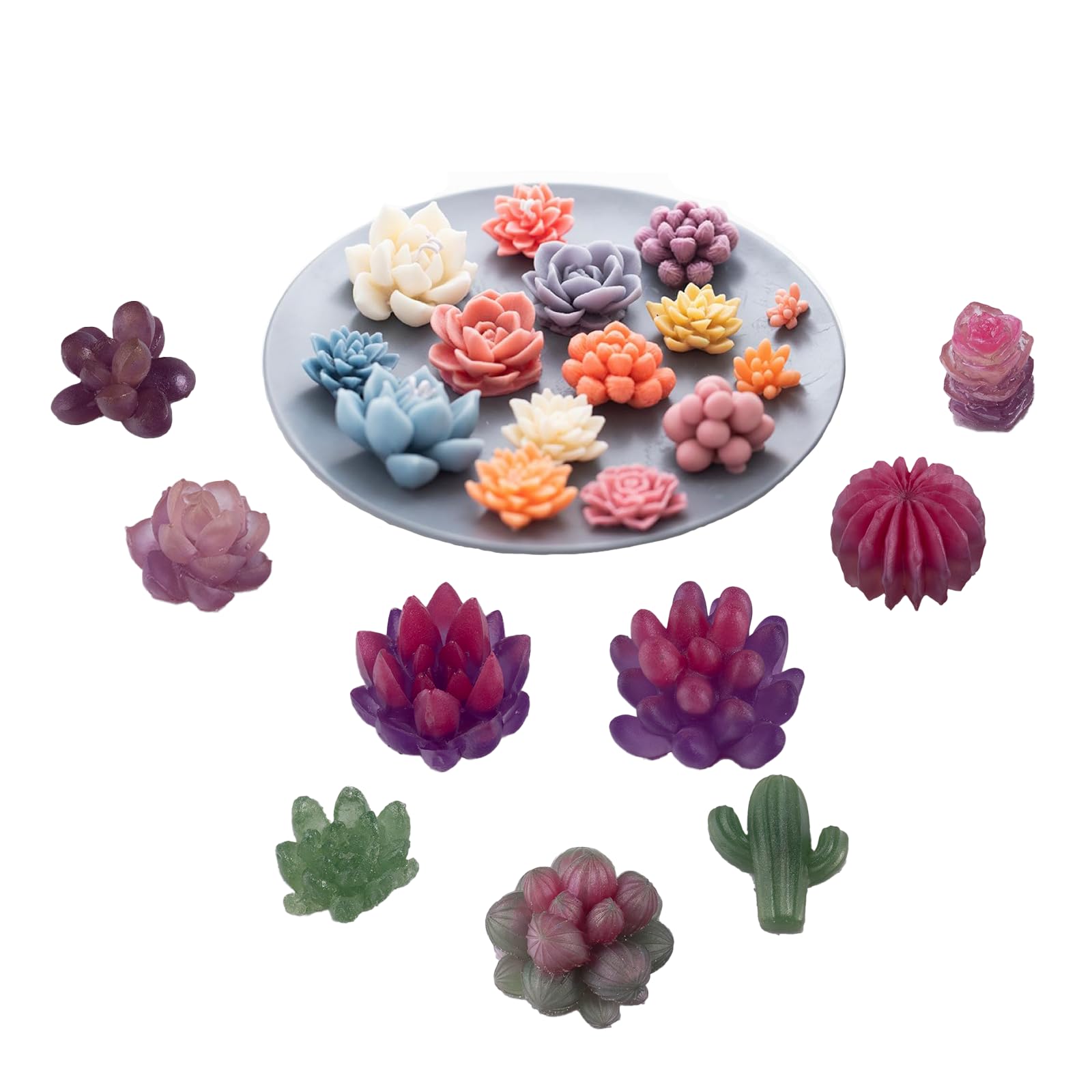 HOMYCOCO Succulent Silicone Mold, 9PCS Candle Mold for Candle Making,3D Succulent Resin Mold,Plant Flower Wax Candle Soap Silicone Mold…