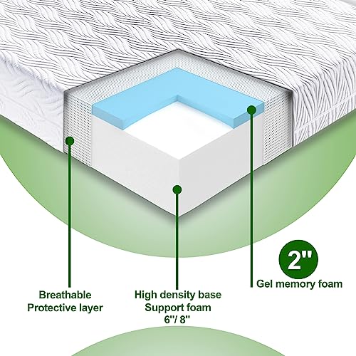 Twin/Full/Queen/King size Mattress, 10 Inch Hybrid Mattress In a Box, Cooling-Gel Memory Foam Mattress with Motion Isolating, Breathable Mattress for Cooler Sleep Supportive & Pressure Relief, Twin