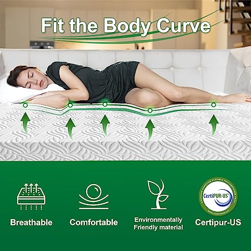 Twin/Full/Queen/King size Mattress, 10 Inch Hybrid Mattress In a Box, Cooling-Gel Memory Foam Mattress with Motion Isolating, Breathable Mattress for Cooler Sleep Supportive & Pressure Relief, Twin