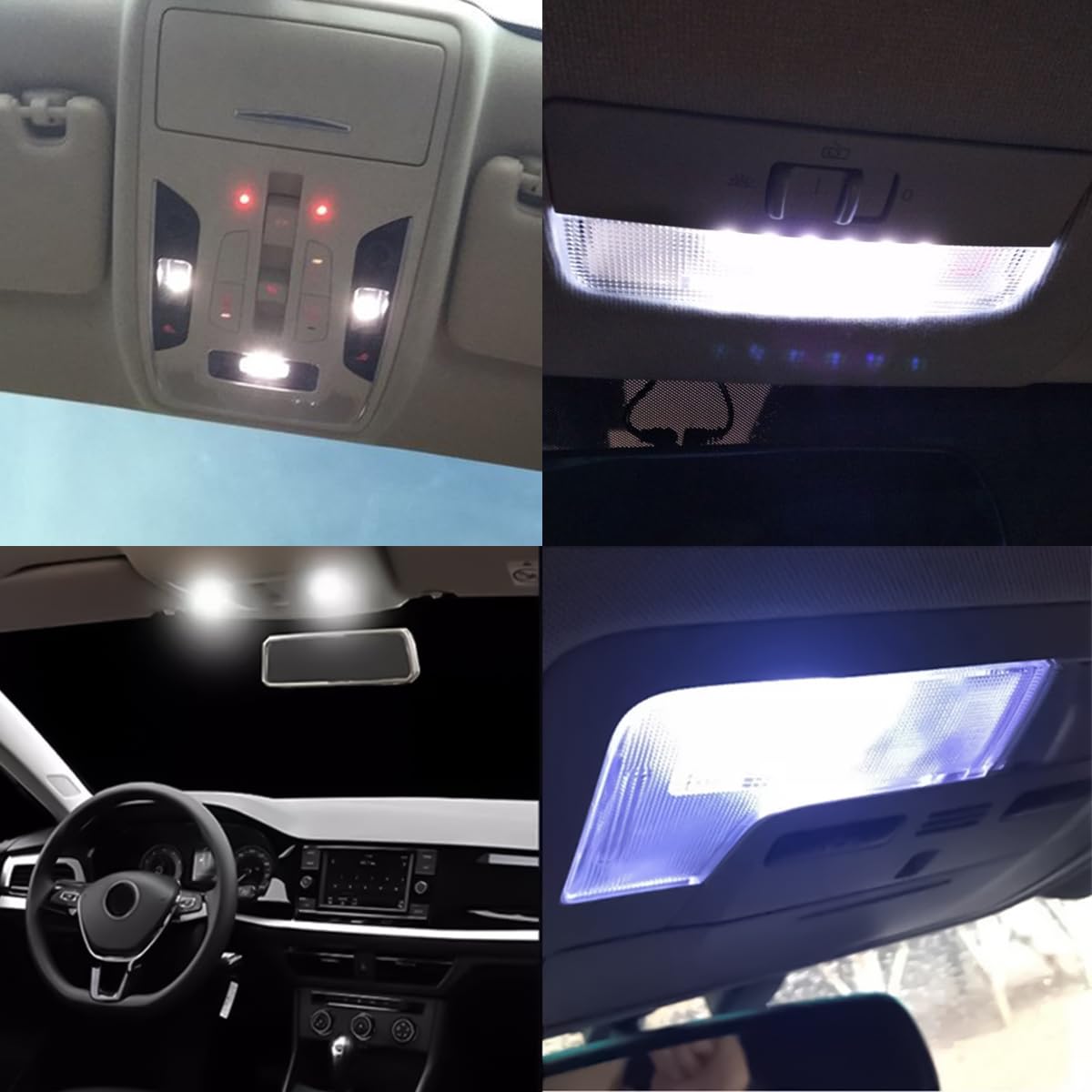 HIPOPY 42 Pcs Car LED Lights Kit, Auto Interior Bulbs Set, 6000K 12V T10 For Accessory, Brake, License Plate, Map, Parking Lights