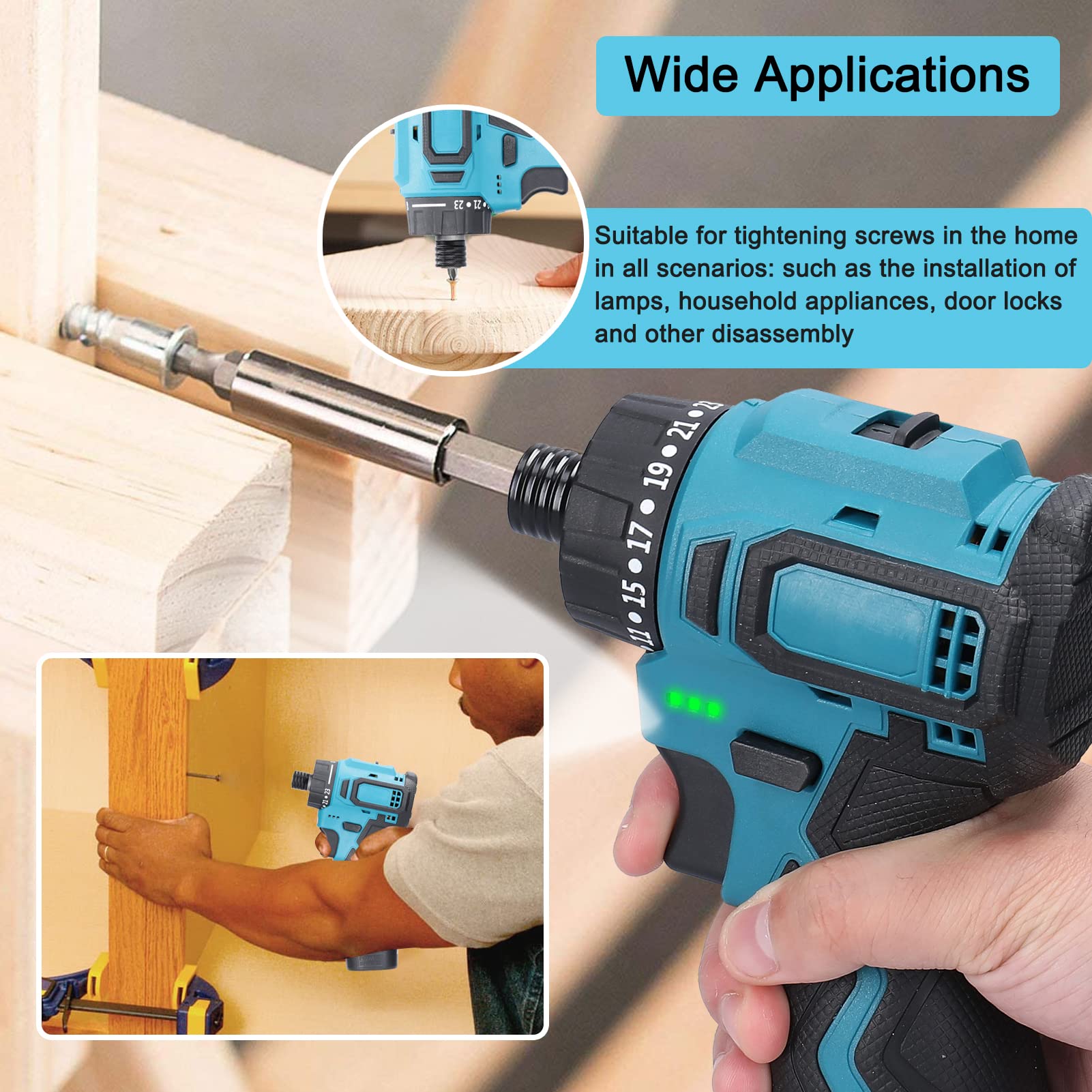 Cordless Screwdriver, Weytoll 18V Electric Screwdriver, Brushless Lithium Screwdriver tool kit, Electric Screw Driver with Torque Adjustable, 2 Speed Control for Mobilephones Computers Home Appliances