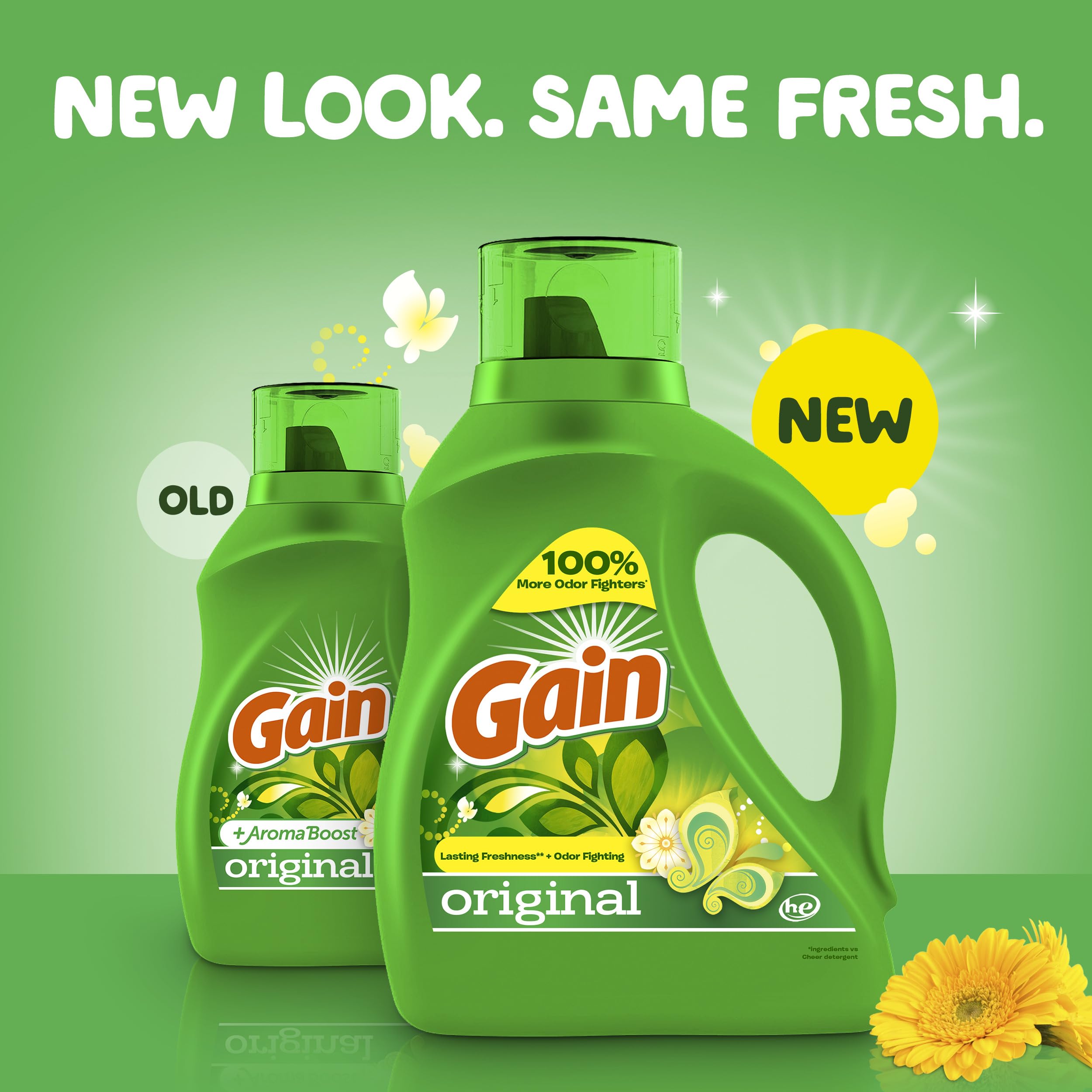 Gain + Aroma Boost Liquid Laundry Detergent, Original Scent, 61 Loads, 88 fl oz, HE Compatible