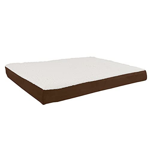 PETMAKER Orthopedic Dog Bed β 2-Layer Memory Foam Dog Bed with Machine Washable Sherpa Top Cover β 36x27 Dog Bed for Large Dogs up to 65lbs (Brown)