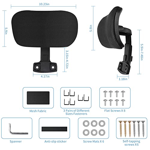 Office Chair Headrest Attachment Universal, Head Support Cushion for Any Desk Chair, Elastic Sponge Head Pillow for Ergonomic Executive Chair, Adjustable Height & Angle Upholstered, Chair Not Included
