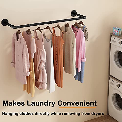 UlSpeed Clothes rack, 38.4in Wall Mounted Industrial Pipe Clothing Rack, Garment Rack Space Saver Hanging Clothes Rack, Heavy Duty Detachable Wall Racks, Multi-Purpose Hanging Rack for Closet, 1 Pack