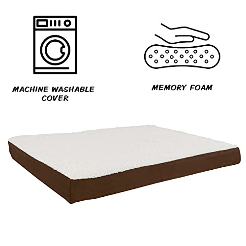 PETMAKER Orthopedic Dog Bed β 2-Layer Memory Foam Dog Bed with Machine Washable Sherpa Top Cover β 36x27 Dog Bed for Large Dogs up to 65lbs (Brown)