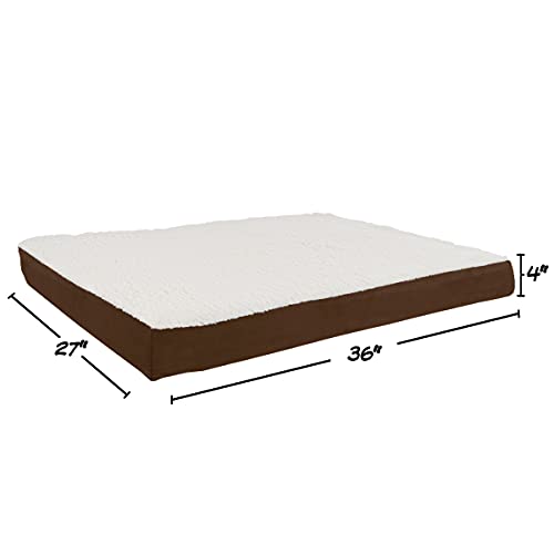 PETMAKER Orthopedic Dog Bed β 2-Layer Memory Foam Dog Bed with Machine Washable Sherpa Top Cover β 36x27 Dog Bed for Large Dogs up to 65lbs (Brown)