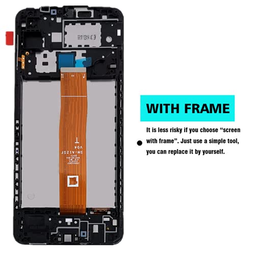 for Samsung Galaxy A12 Screen Replacement with Frame for Samsung a12 a125u Screen Replacement s127dl a125a a125w LCD Display digitizer Touch Screen Assembly with Repair Part Tools 6.5 inch