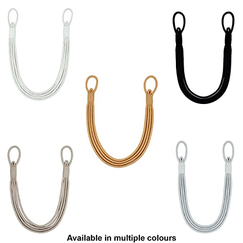 MALANOV Curtain 4 Strand Ropes Tiebacks Tie-Backs, Curtain Handmade Holdbacks, Polyester 4 Strand Cord Rope Tieback - Gold 2 Pack