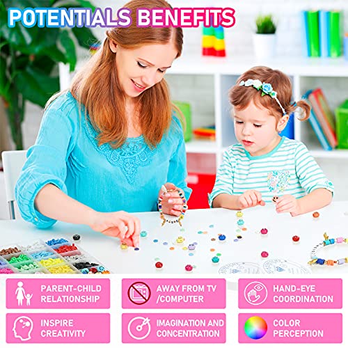 LZOUOWO 5300 Clay Beads for Bracelets Making Aesthetic Kit with Smiley Face Beads Polymer Clay Flat Beads for Bracelets Set Heishi disc Beads and Letter Beads for Girls Ages 8-12