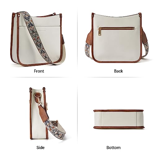 BOSTANTEN Crossbody Bags for Women 2PCS Vegan Leather Hobo Handbags Shoulder Purse with Adjustable Strap Beige Brown