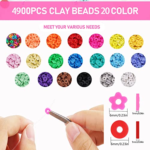 LZOUOWO 5300 Clay Beads for Bracelets Making Aesthetic Kit with Smiley Face Beads Polymer Clay Flat Beads for Bracelets Set Heishi disc Beads and Letter Beads for Girls Ages 8-12