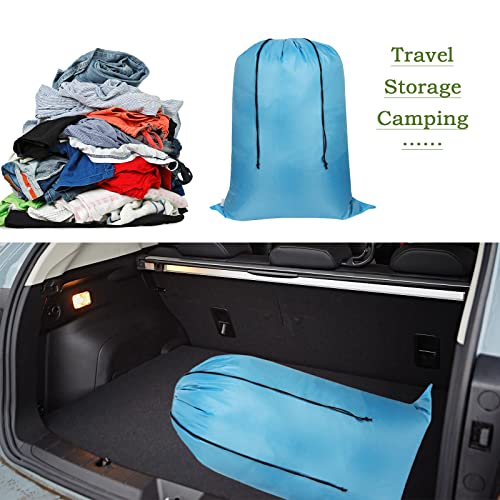 Asonen Travel Dirty Laundry Bags 27 x 36 inch [2 Pack] Heavy Duty Drawstring Organizer Bag Tear Resistant Clothes Organization Storage for Home Dorm Camp Trip College 68 x 90cm (Blue)