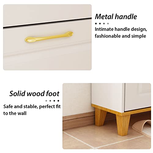 DiDuGo Modern Shoe Storage Cabinet with 3 Compartment & 1 Locker, Shoe Cabinet Organizer for Entryway White-Walnut (47.2”W x 9.5”D x 49.4”H)