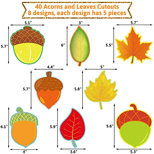 Fall Leaves Cutouts Acorns Cut-Out Autumn Classroom Decoration 40 Pcs
