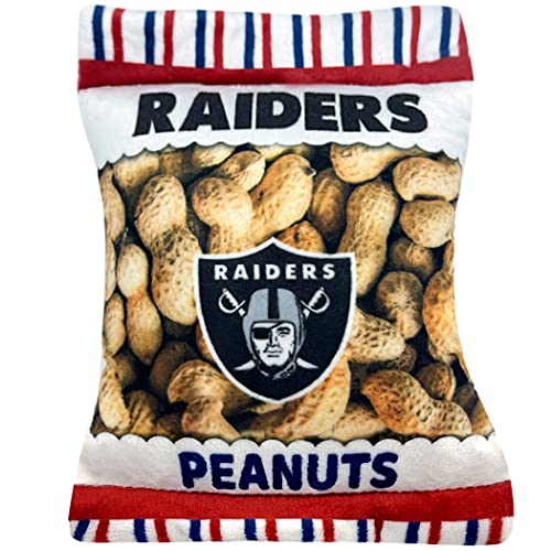Pets First NFL LAS Vegas Raiders Crinkle FINE Plush Dog & CAT Squeak Toy - Cutest Stadium Peanuts Snack Plush Toy for Dogs & Cats with Inner Squeaker & Beautiful Baseball Team Name/Logo
