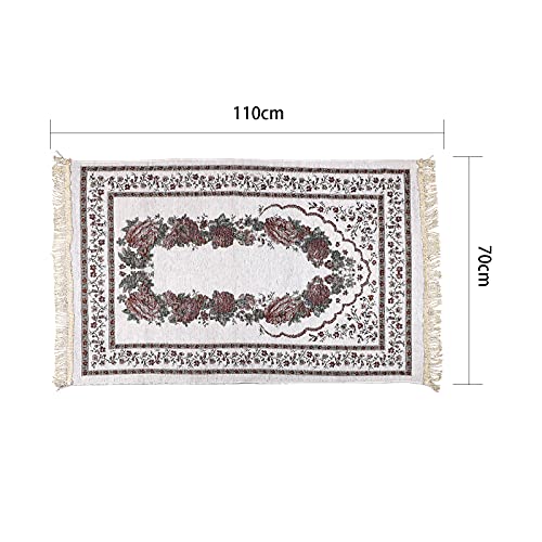 Portable Muslim Prayer Rug, Sajadah for Islam Prayer Carpet Mat Lightweight Folable Ramadan Praying Mat Islamic Gift for Kids Men Women Beige 70x110cm