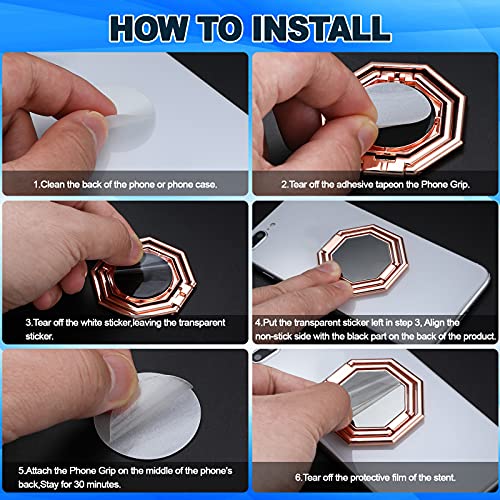 3 Pieces Cellphone Ring Holder Foldable Finger Kickstand 360° Rotation Cell Phone Stand Adjustable Phone Holder for Desk, Magnetic Car Mount, Phone Back Grip, 3 Colors