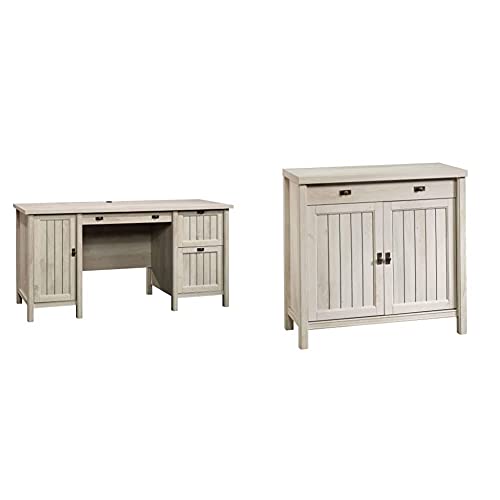 Sauder Costa Computer Desk, Chalked Chestnut Finish & Costa Library Base, Chalked Chestnut Finish