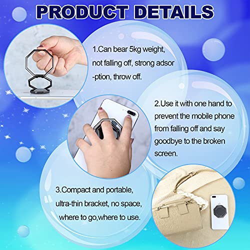 3 Pieces Cellphone Ring Holder Foldable Finger Kickstand 360° Rotation Cell Phone Stand Adjustable Phone Holder for Desk, Magnetic Car Mount, Phone Back Grip, 3 Colors