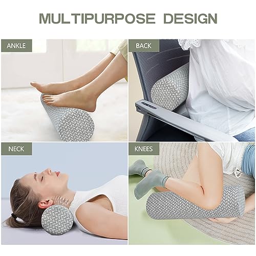 JOYENERGY Cervical Neck Roll Foam Pillow, Round Neck Support for Sleeping, Bolster with Removable Washable Cover, Ergonomical for Neck, Back, Legs, Ideal for Spine and Neck Support (4"x17")