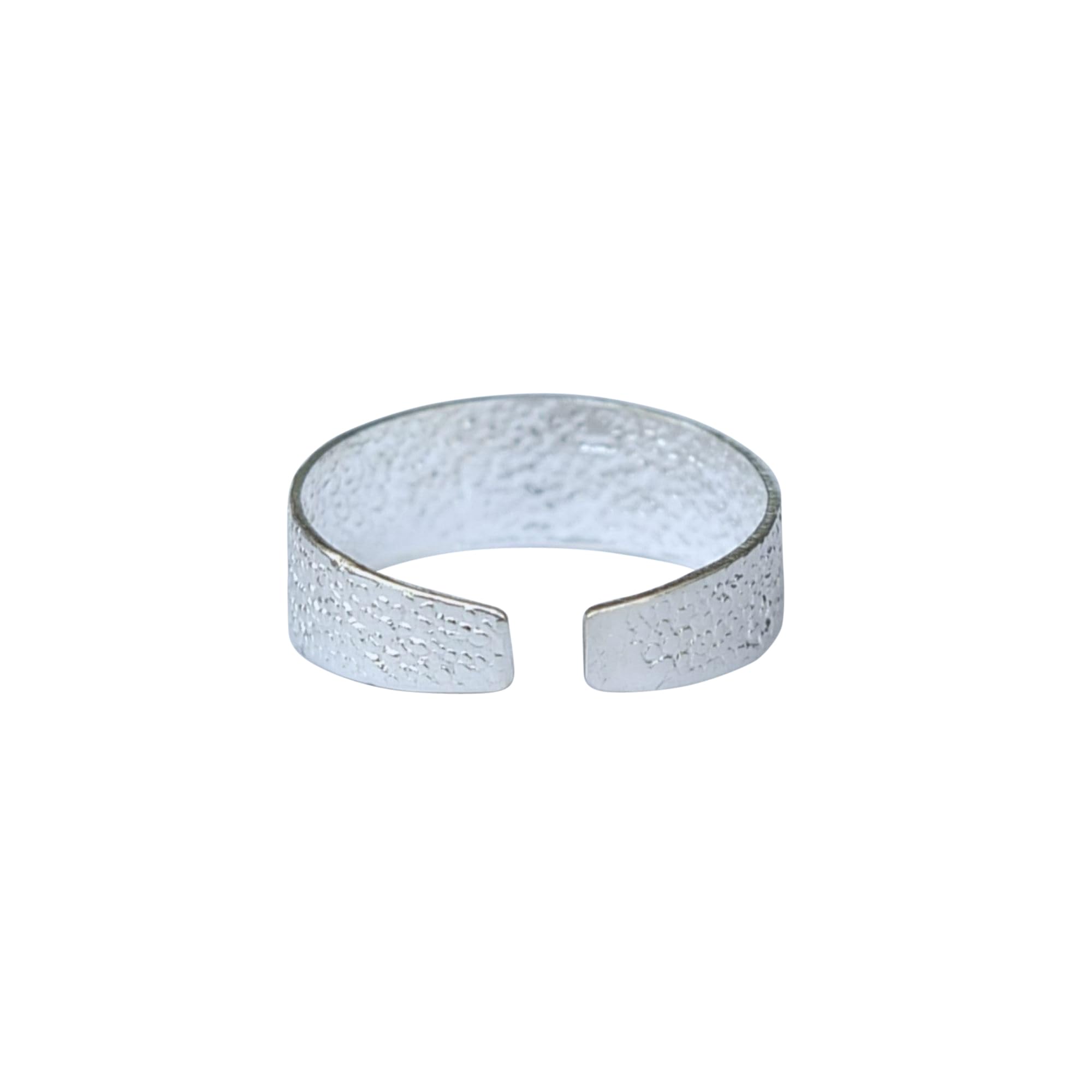 Handmade Silver Wide Band Sanded Texture Adjustable Toe Ring, 925 Sterling Silver, Small Dainty Open Toe, Pinky or Knuckle Rings for Women, By MiYa Jewelry Creations